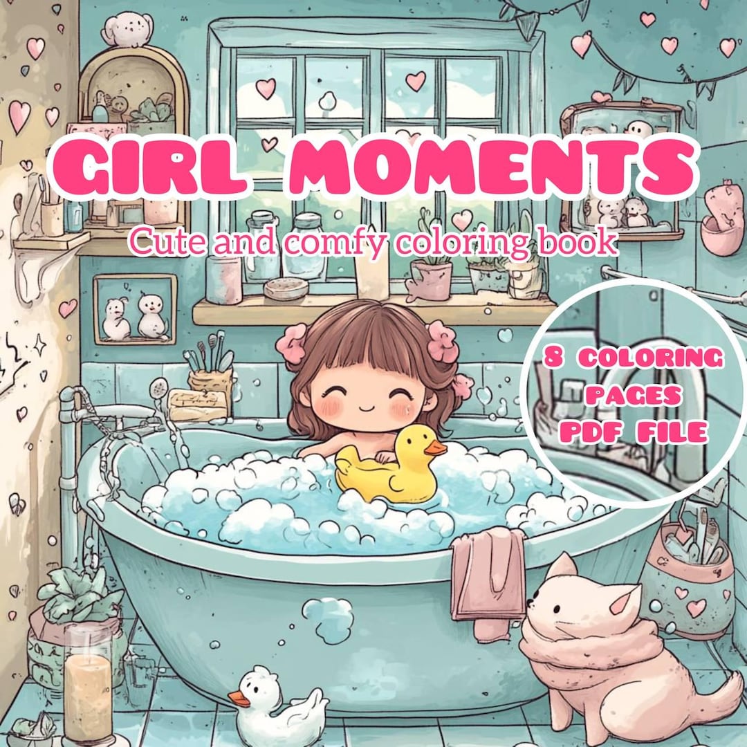 Girl Moments Cute & Comfy Coloring Pages 8, Coloring Pages for Adults ...