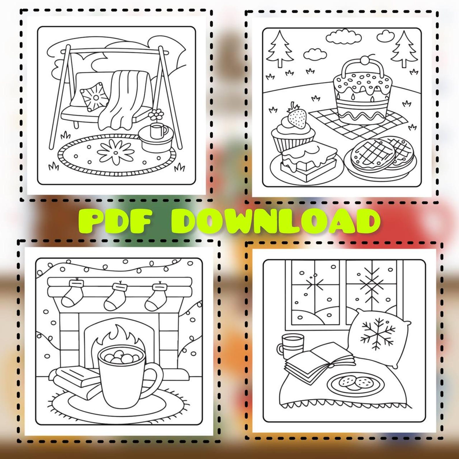 Cozy & Cute Coloring Pages 50, Coloring Pages for Adults and Kids ...