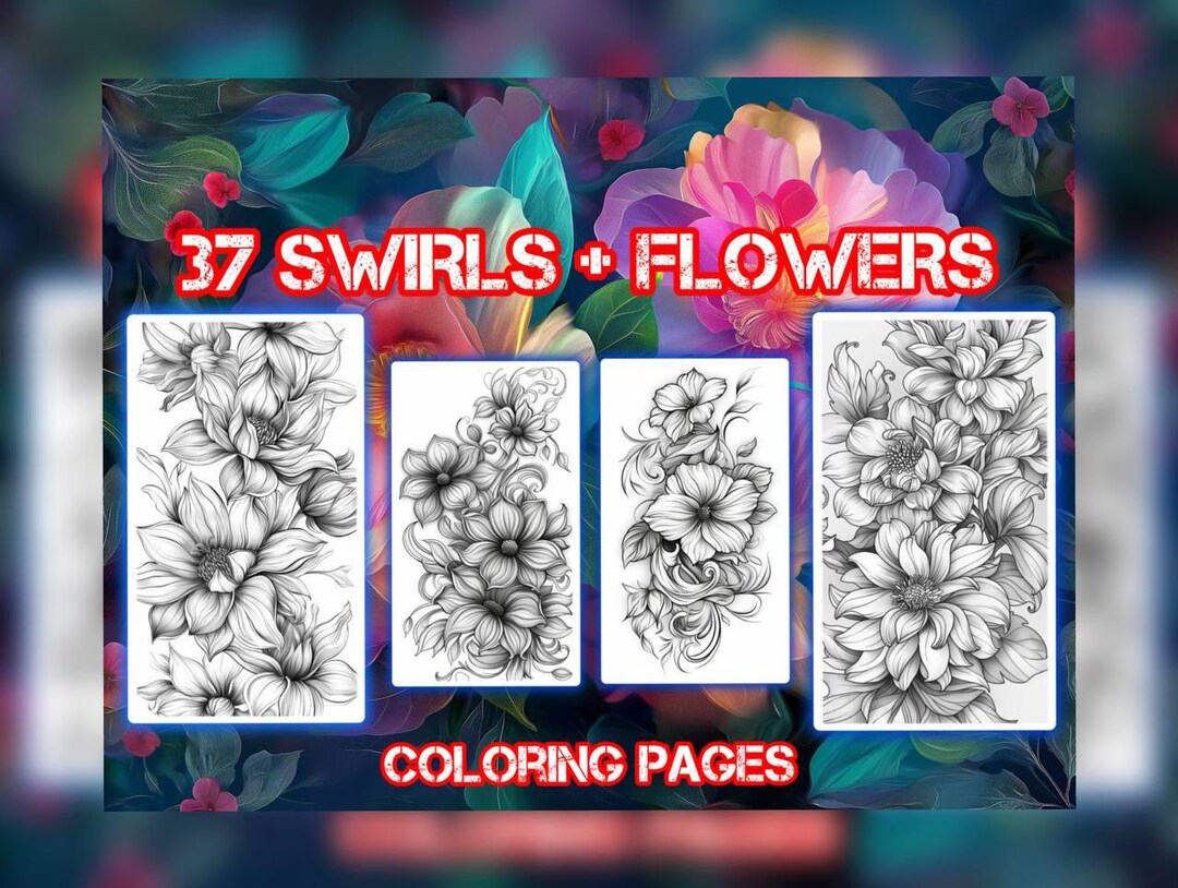 37 Elegant Flowers Coloring Pages Coloring Book for Adults and Kids ...