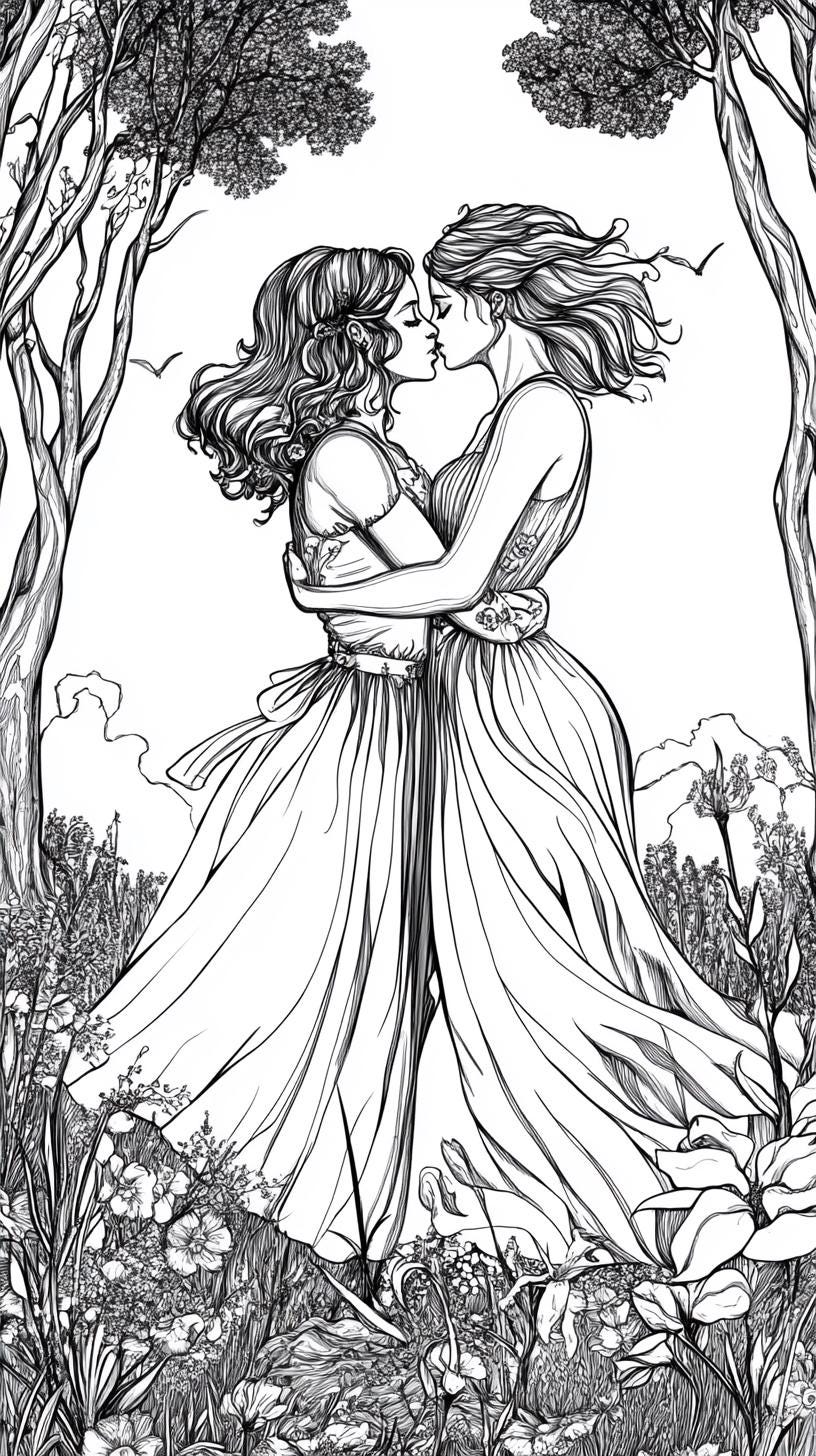 Coloring Kissing Girls | 30 LGBTQ Coloring Pages in Shades of Gray ...