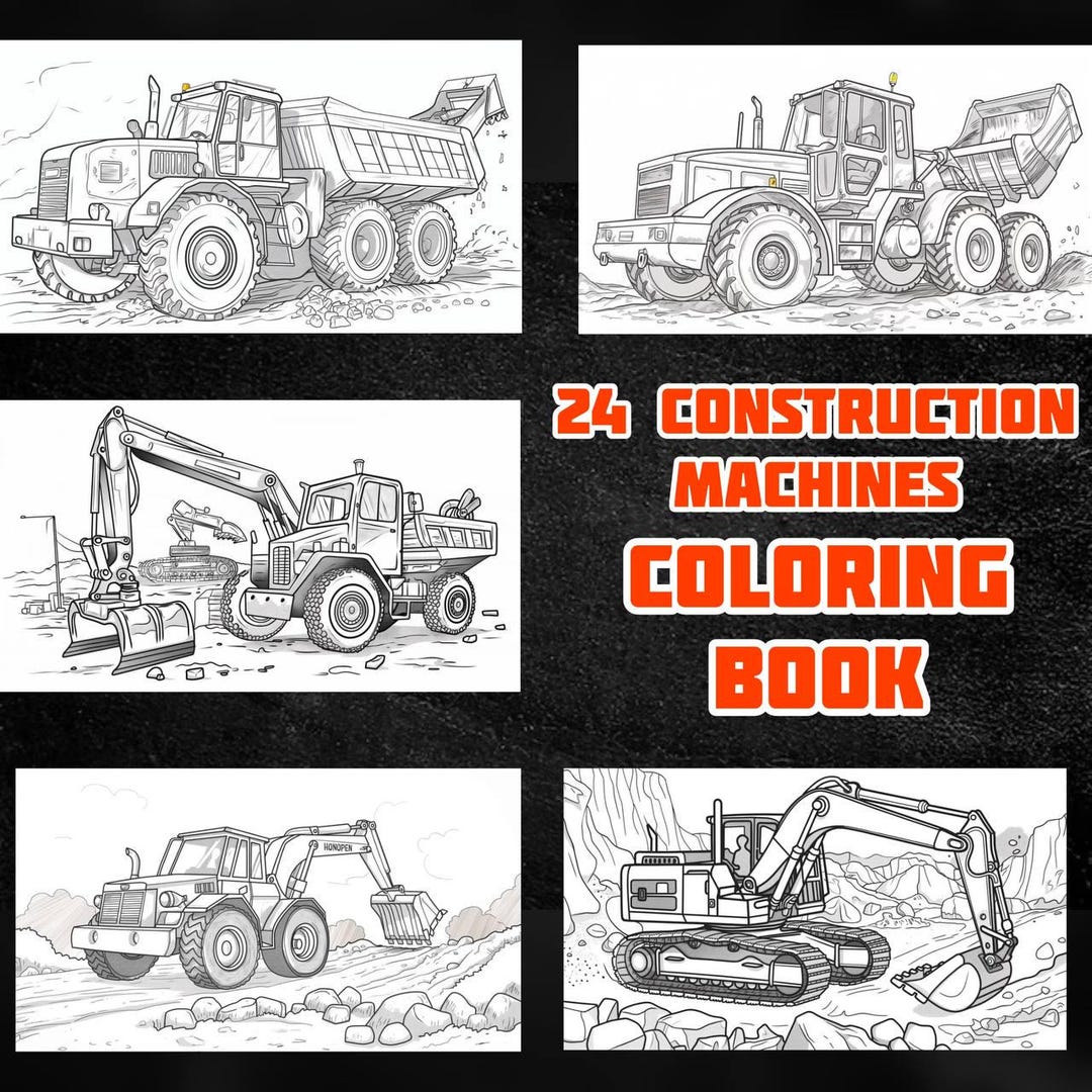 24 Coloring Pages Construction Trucks - Dump Trucks, Excavators, Cement ...