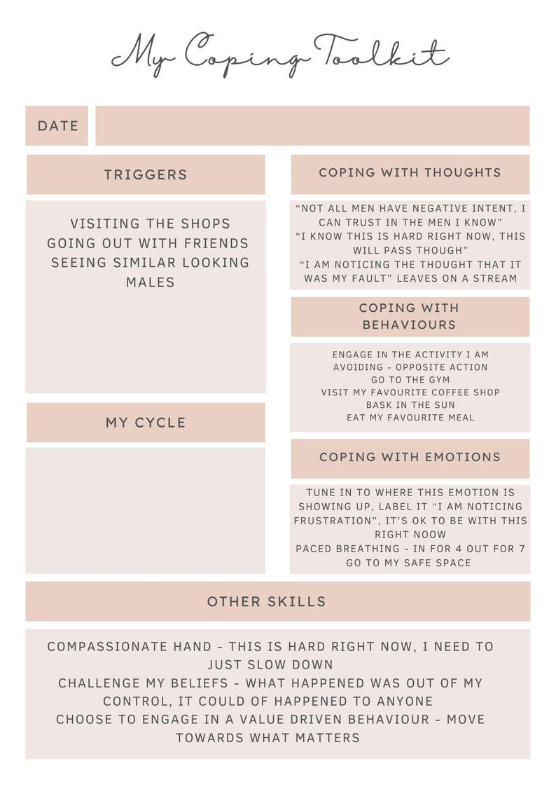 My Coping Toolkit Worksheet - Etsy