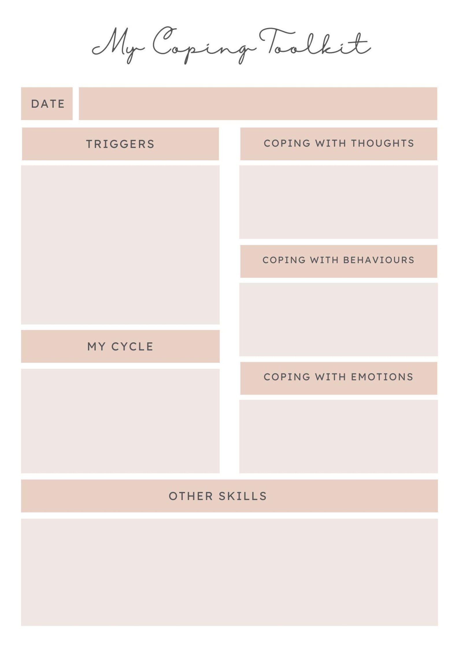 My Coping Toolkit Worksheet - Etsy