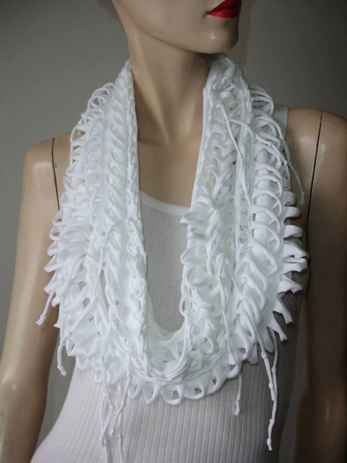 Eternity Scarf. Womens or Mens Shredded Braided Jersey Eternity Scarf ...