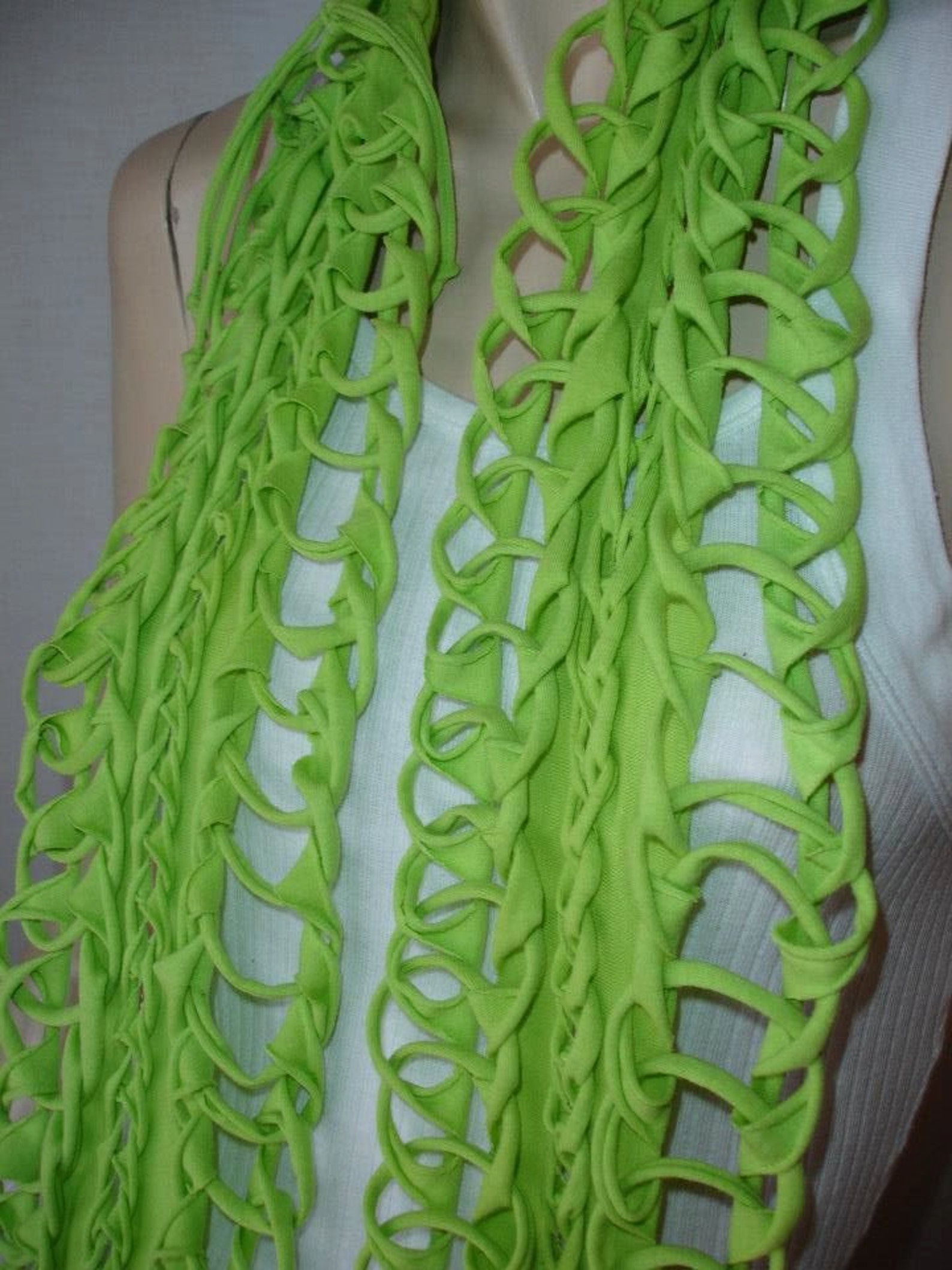 Tshirt Scarf. Womens or Mens Shredded Braided Loose Weave Jersey Scarf ...