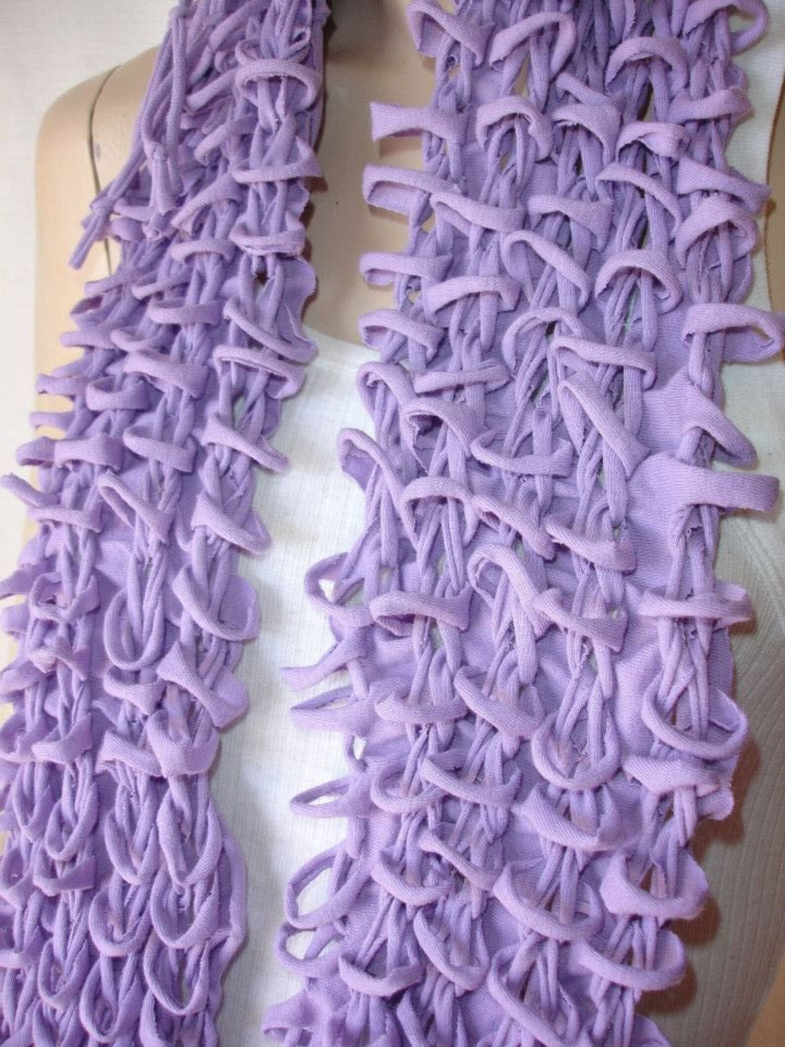 Tshirt Scarf. Womens or Mens Shredded Braided Nubby Jersey Scarf ...