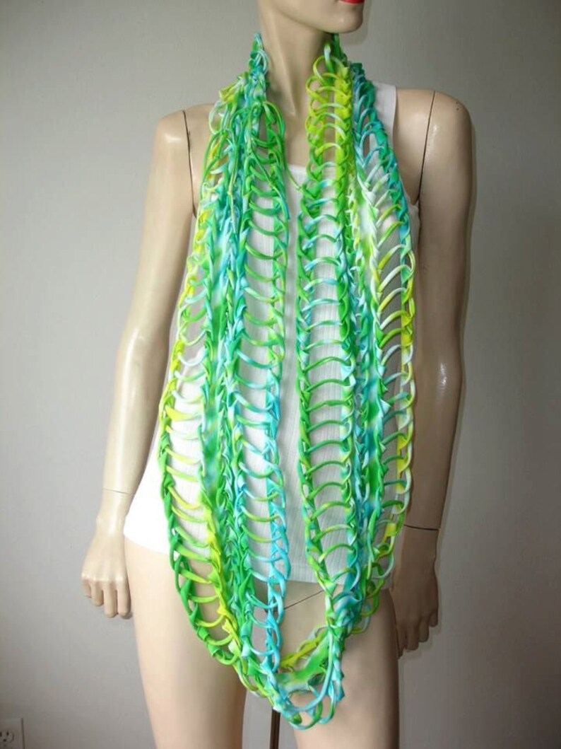 Tshirt Scarf. Shredded Braided Loose Weave Jersey Scarf, Infinity Scarf ...