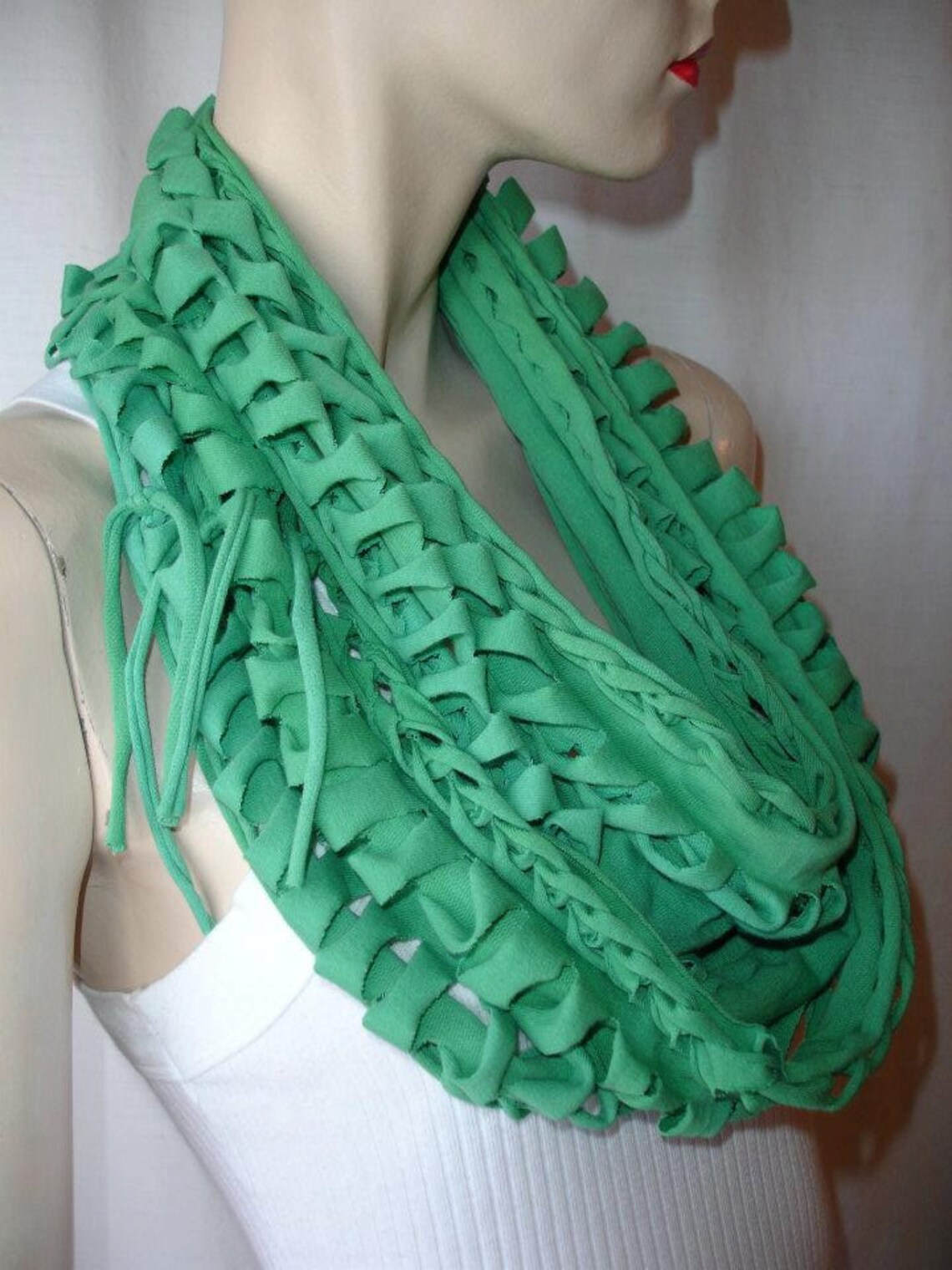 Eternity Scarf. Womens or Mens Shredded Braided Cotton Jersey Tshirt ...