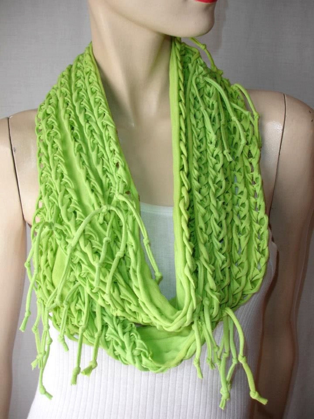 Eternity Scarf. Womens or Mens Shredded Braided Jersey Tshirt Scarf ...