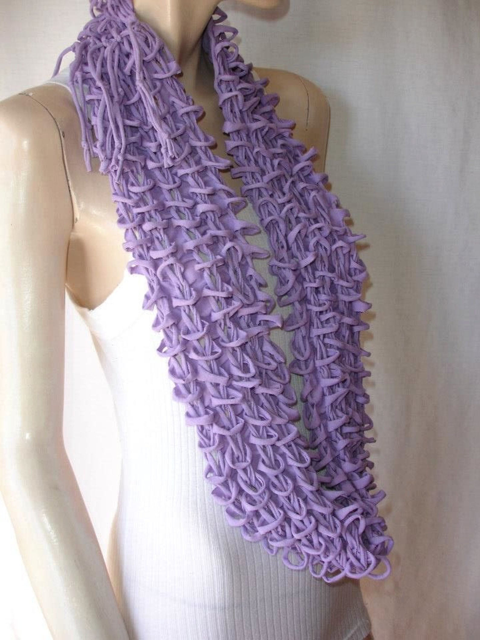 Tshirt Scarf. Womens or Mens Shredded Braided Nubby Jersey Scarf ...