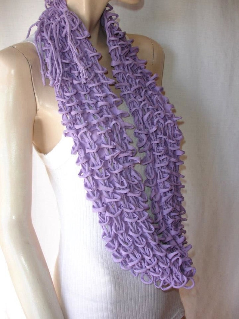 Tshirt Scarf. Womens or Mens Shredded Braided Nubby Jersey Scarf ...
