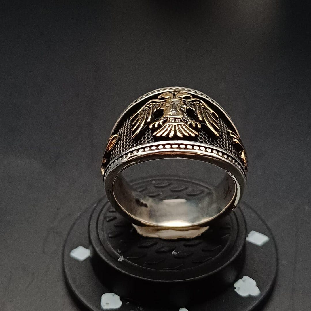 Vintage-style Double-headed Eagle Ring, Handcrafted From Silver and ...