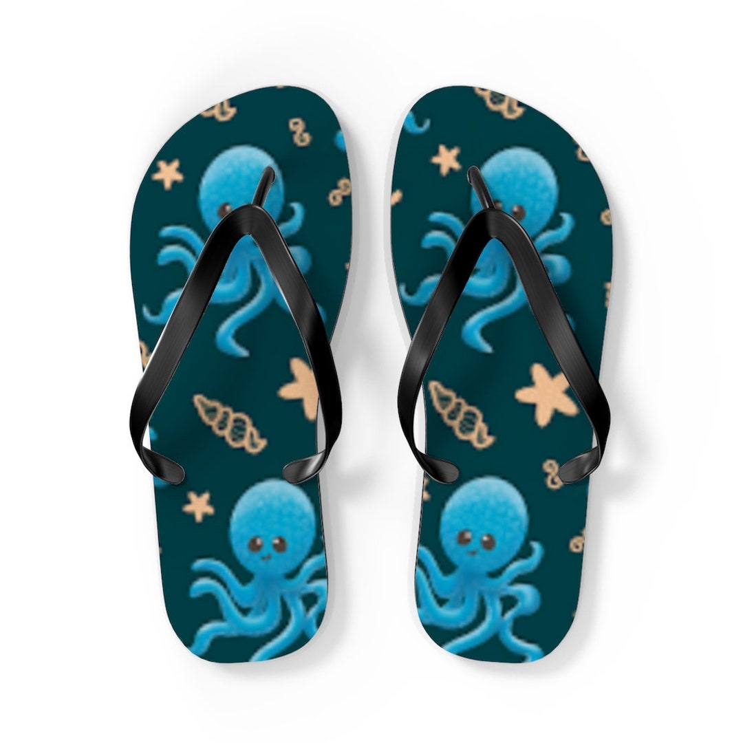 Octopus Flip Flops: Tropical Beach Spa Shoes - Etsy