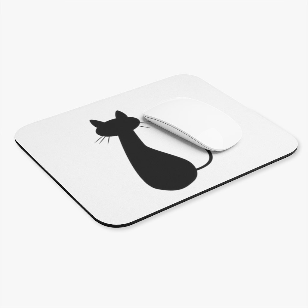 Mouse Pad ~ Black Cat Silhouette Heart Cat Mom Cat Dad Gift Mouse Pad ...