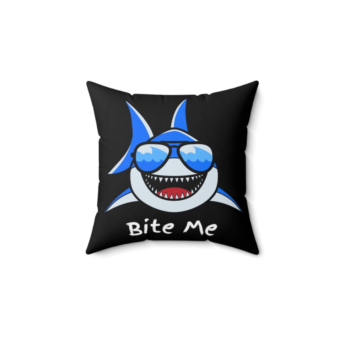 Shark Cartoon Bite Me Shark Week Favorite Fish Cheeky Shark Bite Square ...