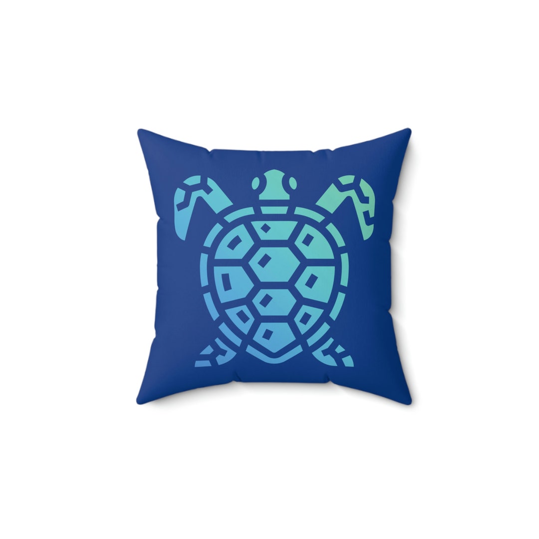 Green Sea Turtle Design on A Blue Square Pillow pillow Included Various ...
