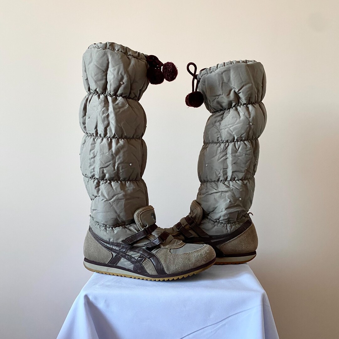 Onitsuka Tiger High Vintage Khaki Fur Boxing Moto Biker Boots Sneakers ...