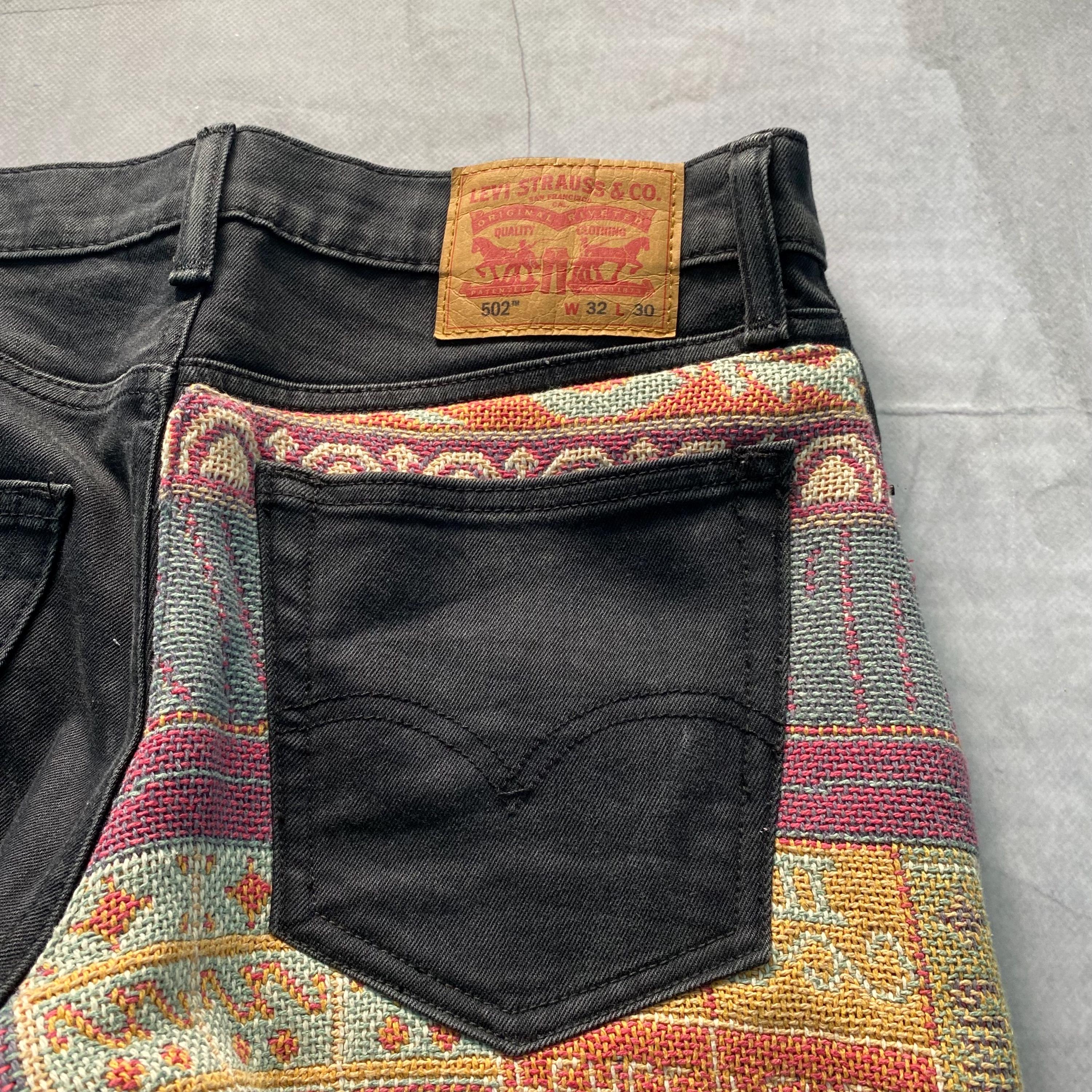 Levis 502 Gallery Dept Style Custom Black Jeans Y2K Size 32x30 - Etsy
