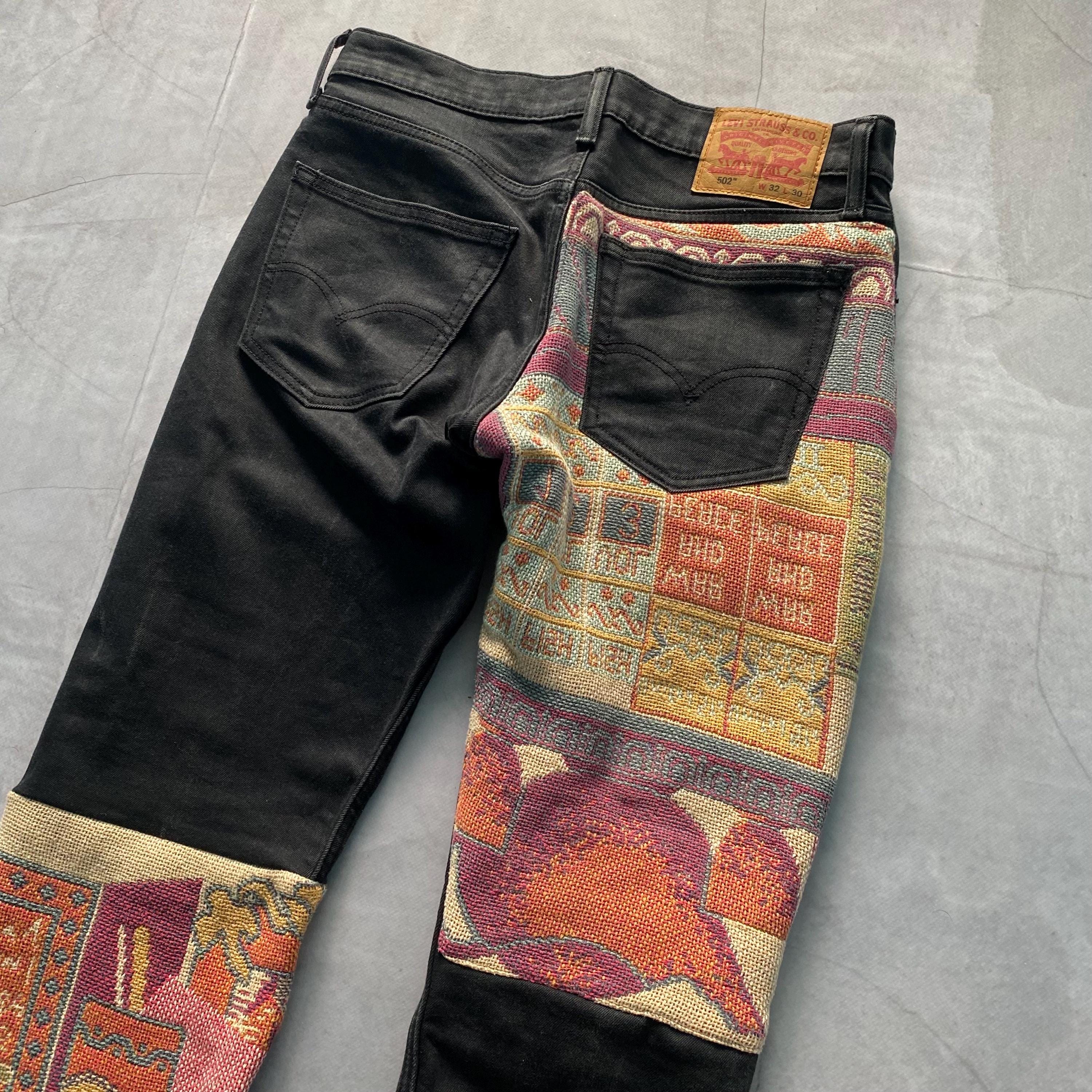 Levis 502 Gallery Dept Style Custom Black Jeans Y2K Size 32x30 - Etsy