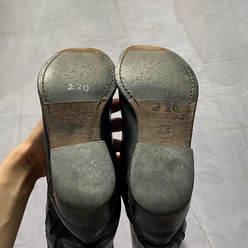 Vintage Moma Leather Motorcycle Boots: Guidi Frye Style Tall Zip-up ...