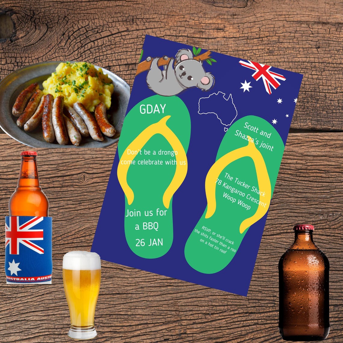Bbq Invitation, Aussie, CUSTOM AUSTRALIA Day INVITATION, Australia Day ...
