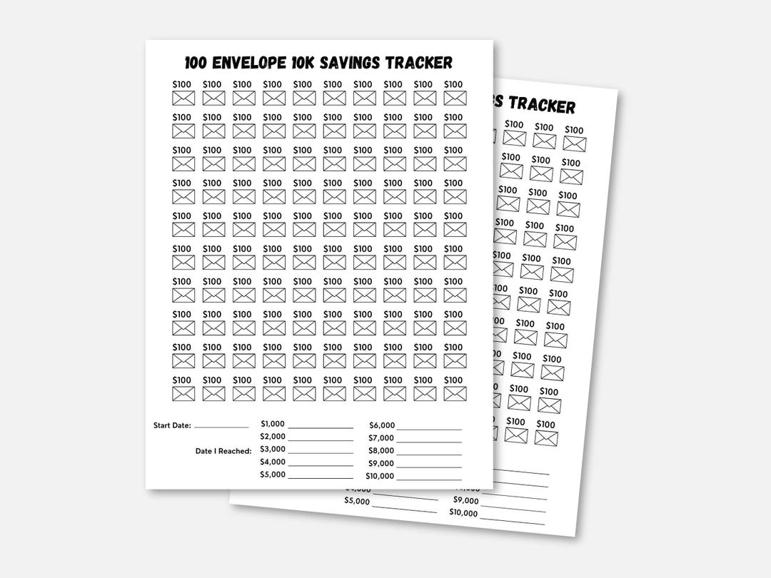 10K Envelope Financial Savings Tracker - Etsy
