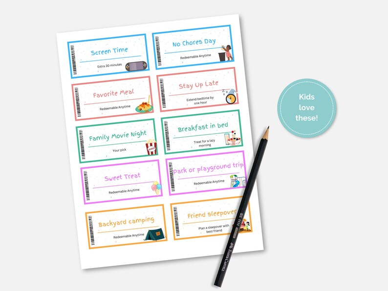 Kids Reward Coupons – Fun and Motivational Printable Coupons for Kids ...