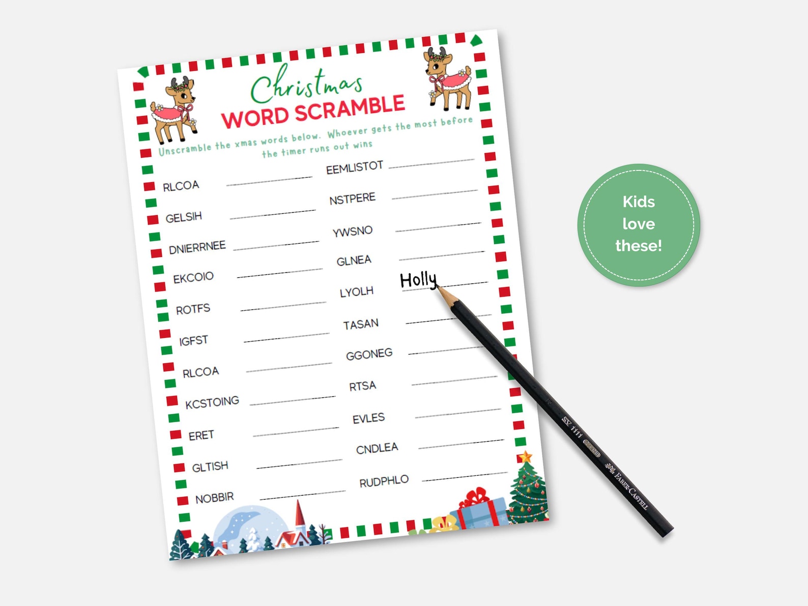 Christmas Word Scramble Game - Etsy