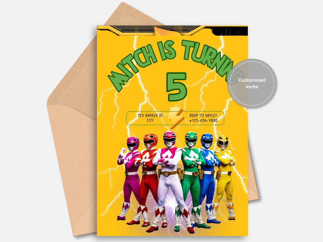 POWER RANGERS, Party INVITATION, Birthday Invitation, Personalized ...