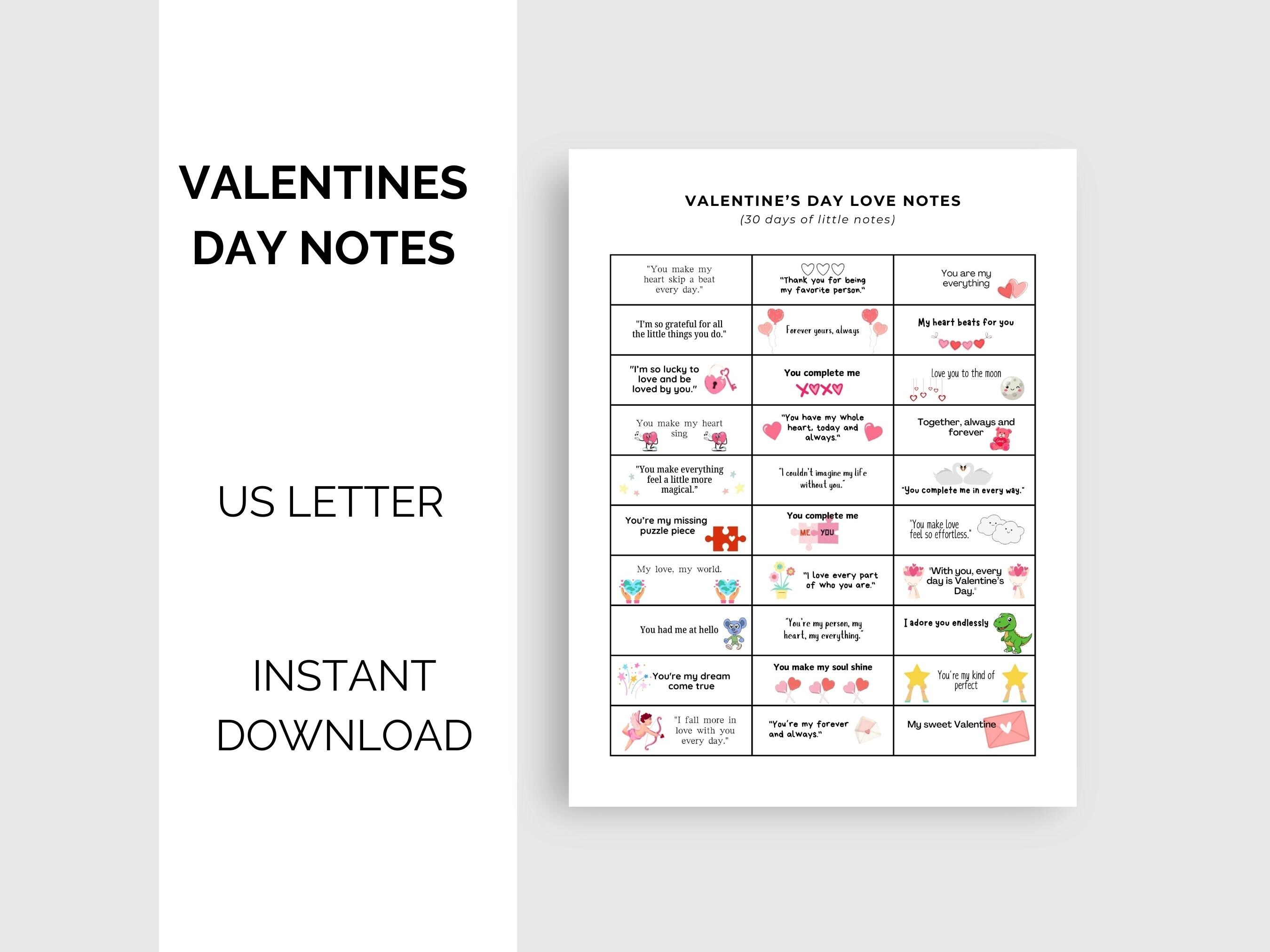 30 Days of Love Notes - Printable Valentine’s Day Gift - Romantic Notes ...
