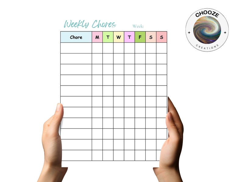 Daily Chore Chart for the Week - Etsy