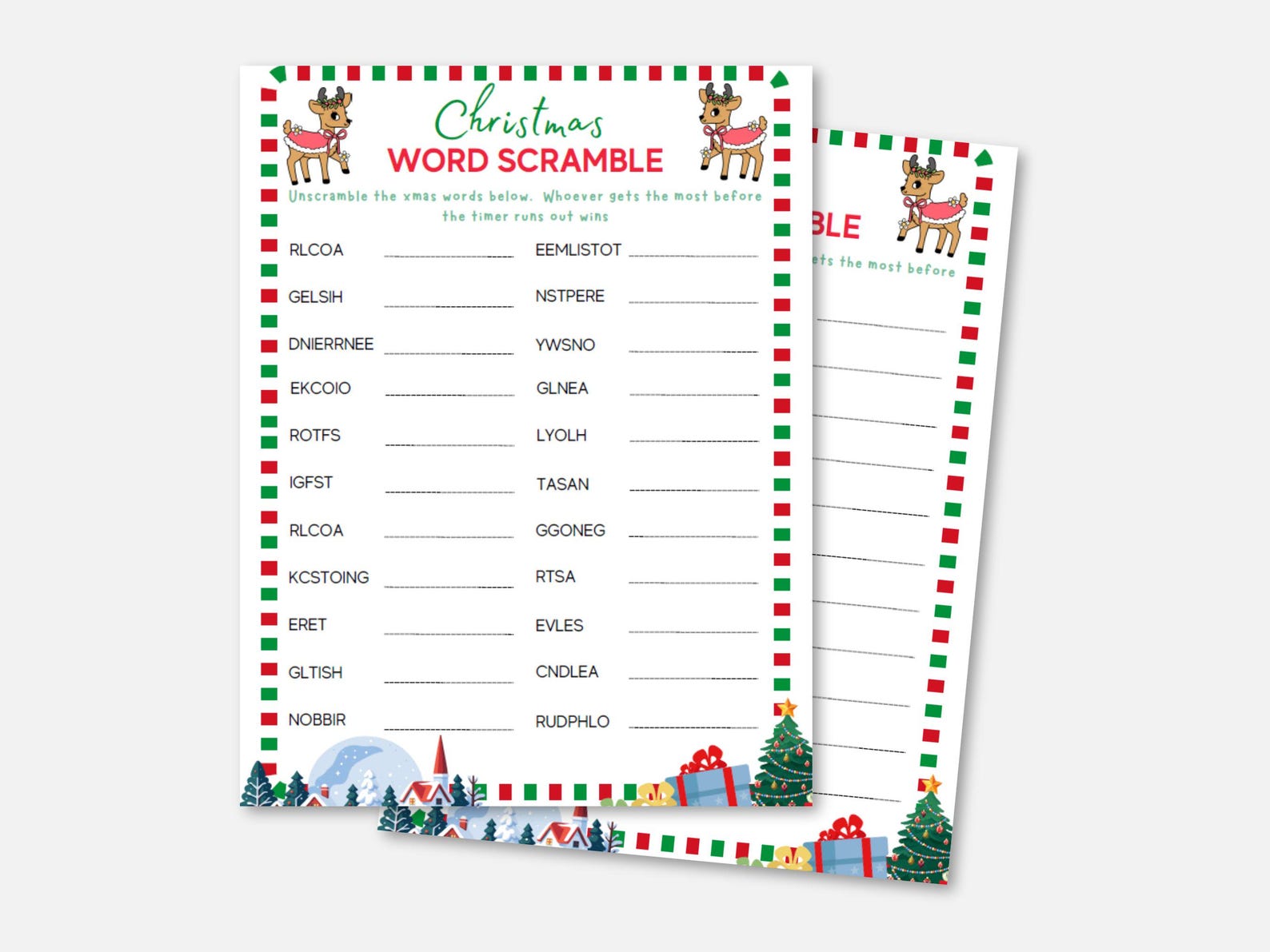 Christmas Word Scramble Game - Etsy