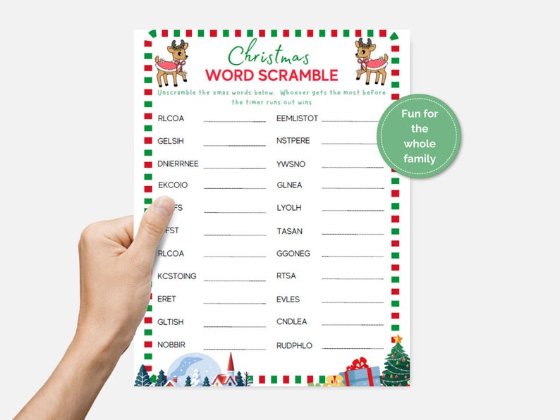 Christmas Word Scramble Game - Etsy