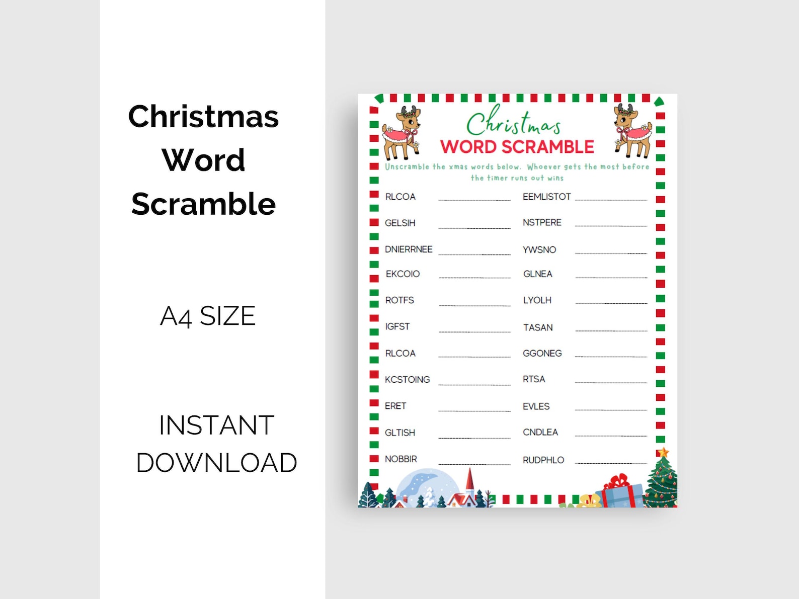 Christmas Word Scramble Game - Etsy
