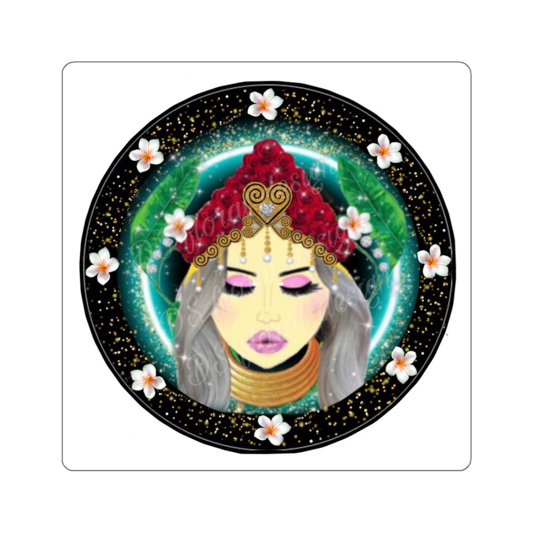 Hmong Sticker, Flower Queen Floral Design, Botanical Stickers, Laptop ...