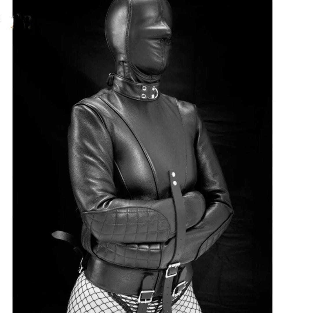 Woman Real Leather Straitjacket Leather Jacket With Leather Face Masks ...