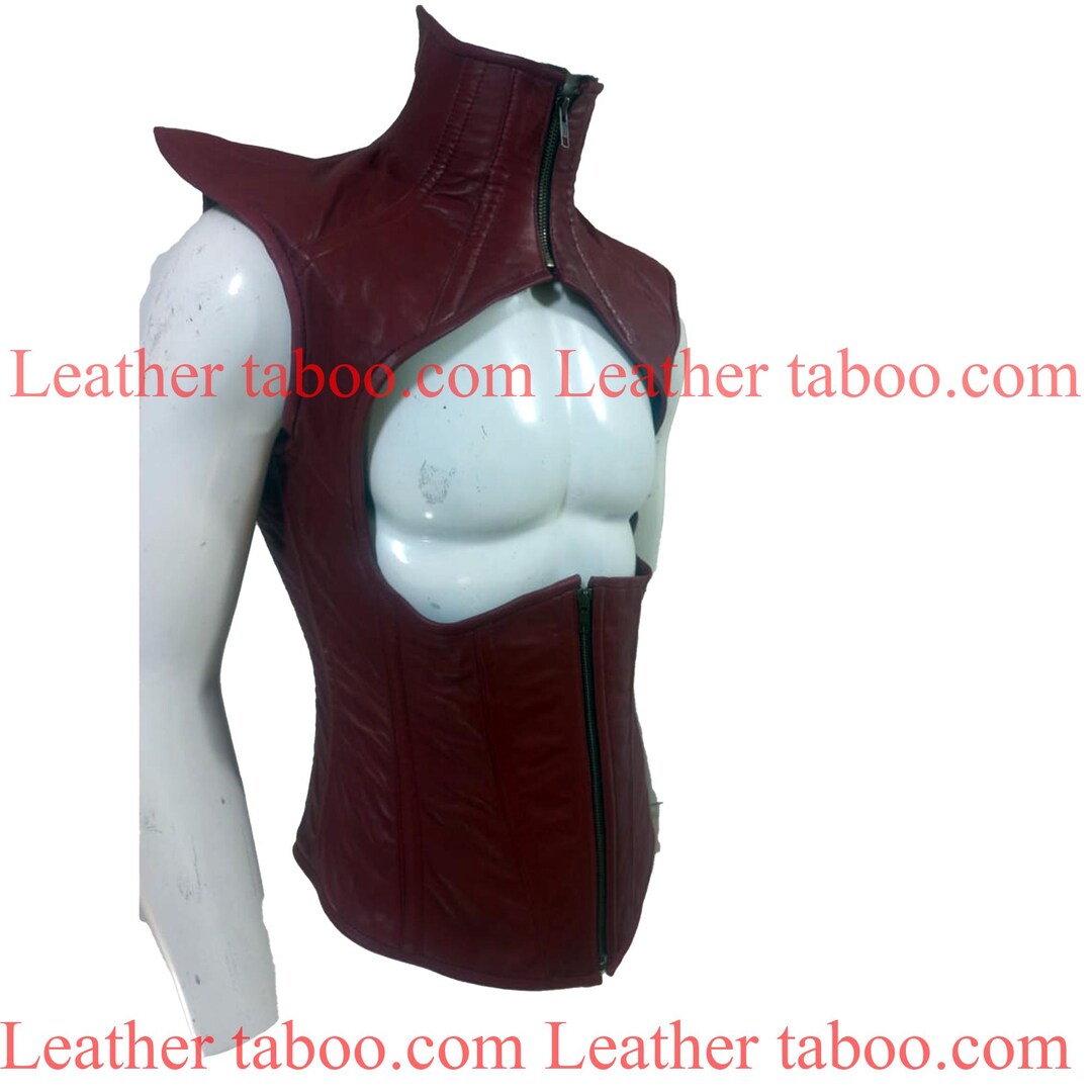 Heavy-duty Double Steel-boned Waist-sculpting Genuine Leather Overbust ...