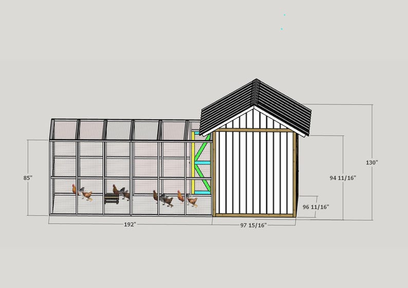 DIY Chicken Coop Plans With Run: 20 Chicken Capacity (PDF) - Etsy