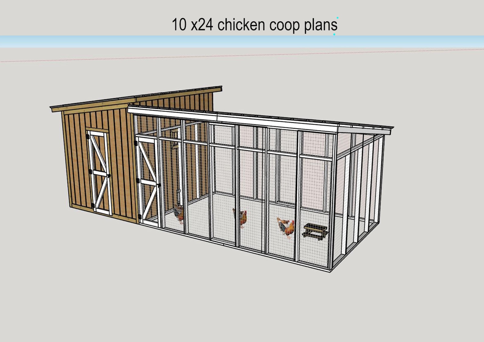 10 X 24 Walk-in Chicken Coop Plans 20 Chickens - PDF Chicken Shed Plans ...
