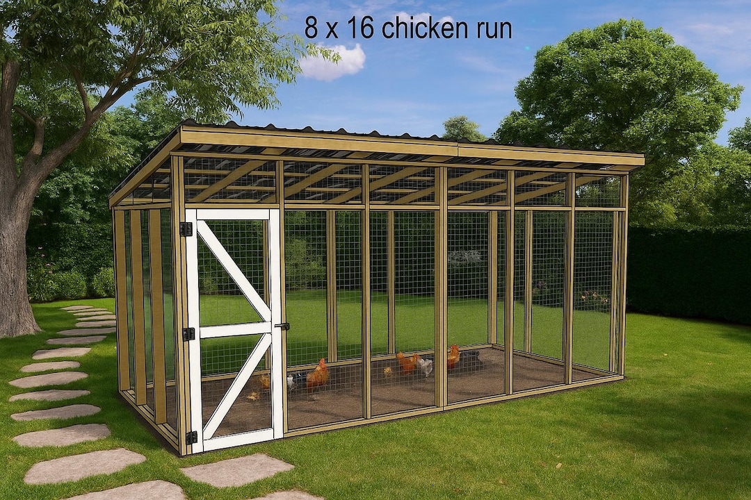 8x16 Chicken Coop Run DIY Plans - Build Your Own (download PDF) - Etsy
