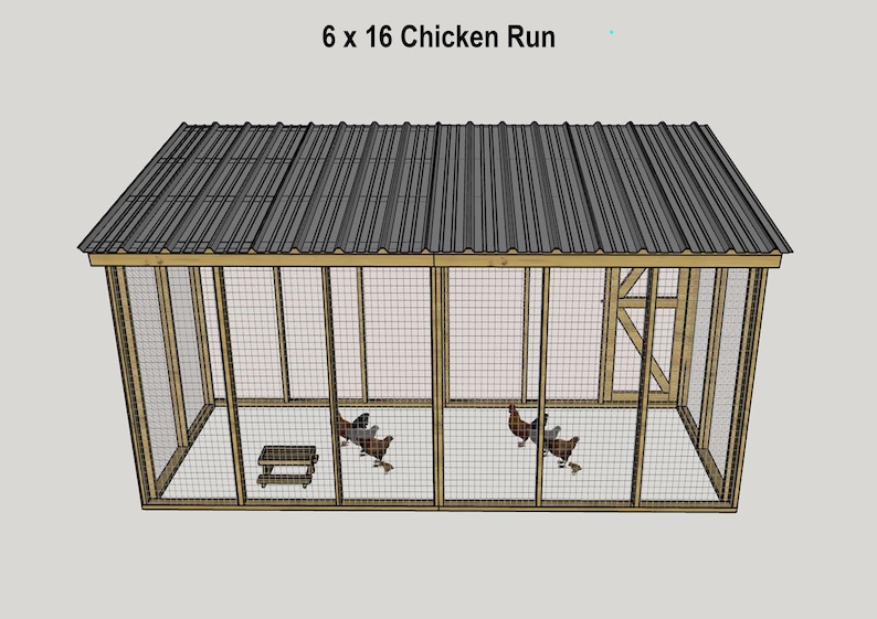 6x16 Chicken Run DIY Plans: Walk-in Coop Building Guide (PDF Download ...
