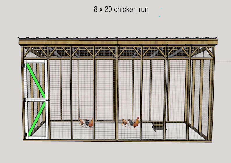 8x20 Chicken Coop Run DIY Plans - Walk-in Design (download PDF) - Etsy