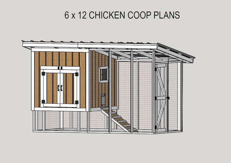 Modern Chicken Coop Plans: DIY Build With Run (6x12) (PDF) - Etsy
