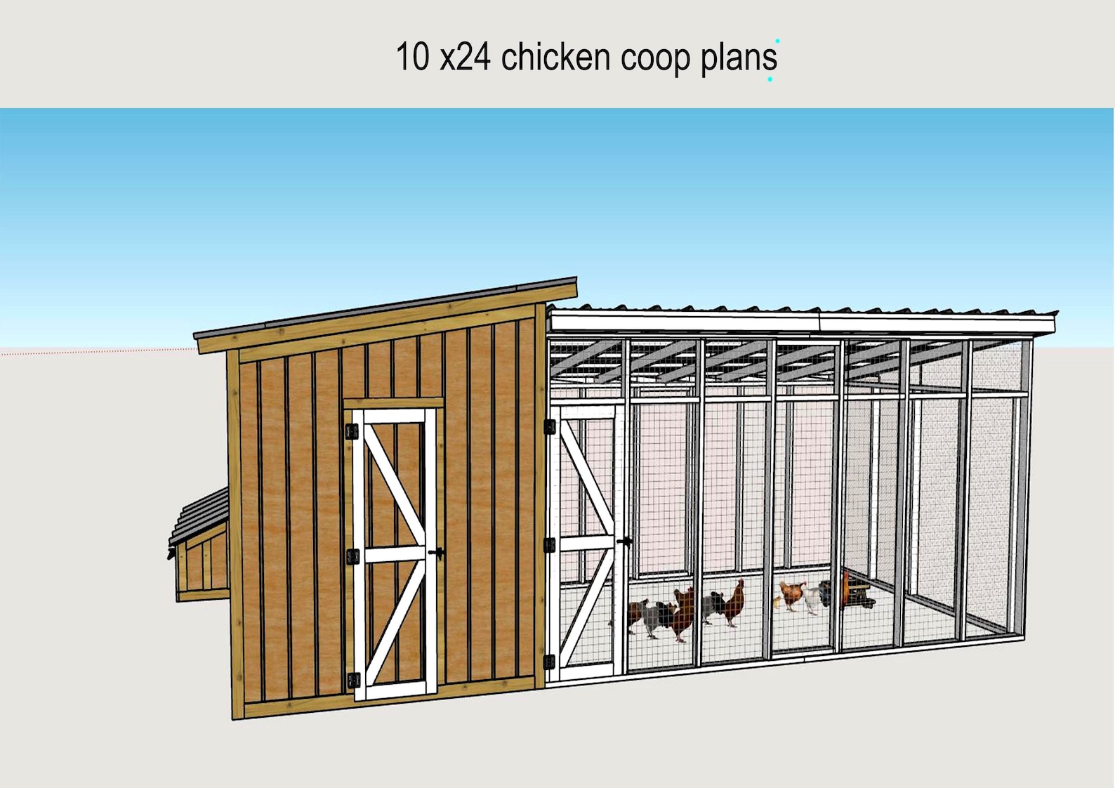 10 X 24 Walk-in Chicken Coop Plans 20 Chickens - PDF Chicken Shed Plans Digital Download - Etsy