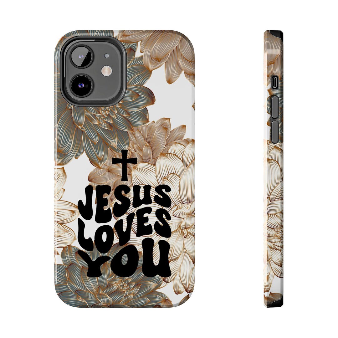 Religious Phone Case, Christian Floral Jesus Loves You Tough Case ...