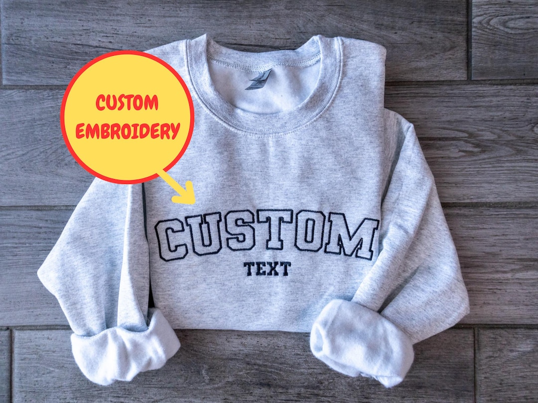 Custom Embroidered Varsity Crewneck | Embroidery Crewneck | Custom ...