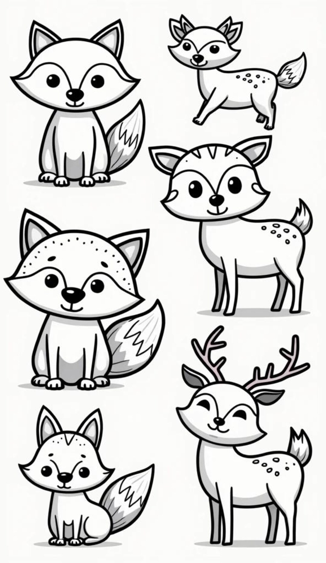 5 Animal Coloring Pages - Etsy