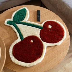 Handmade Tufted Cartoon Cherry Rug, Cute Fluffy Floor Rug / Wall ...