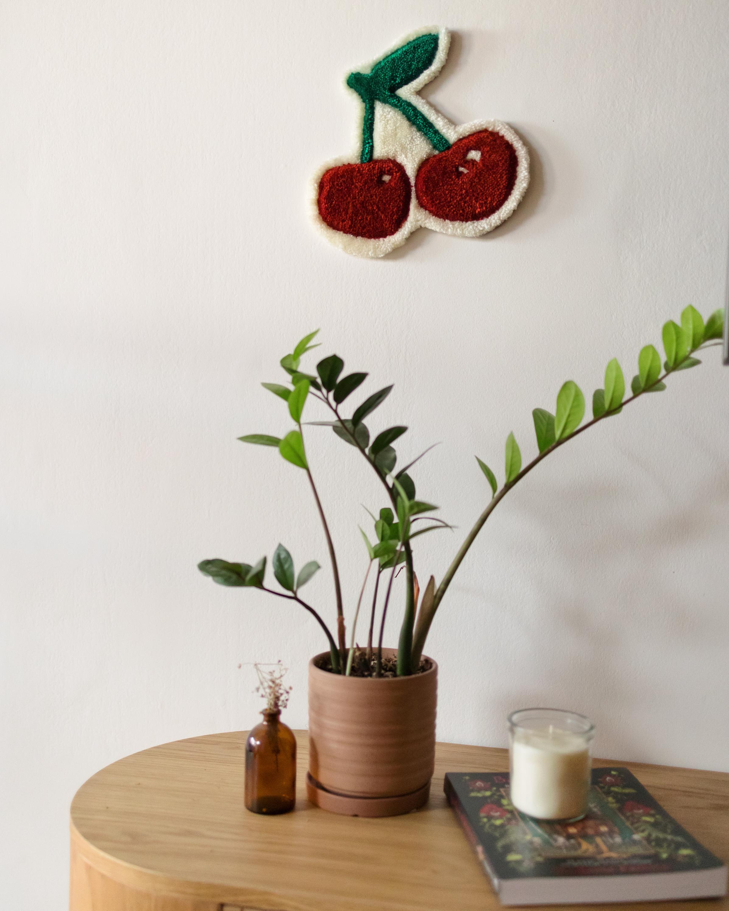 Handmade Tufted Cartoon Cherry Rug, Cute Fluffy Floor Rug / Wall ...