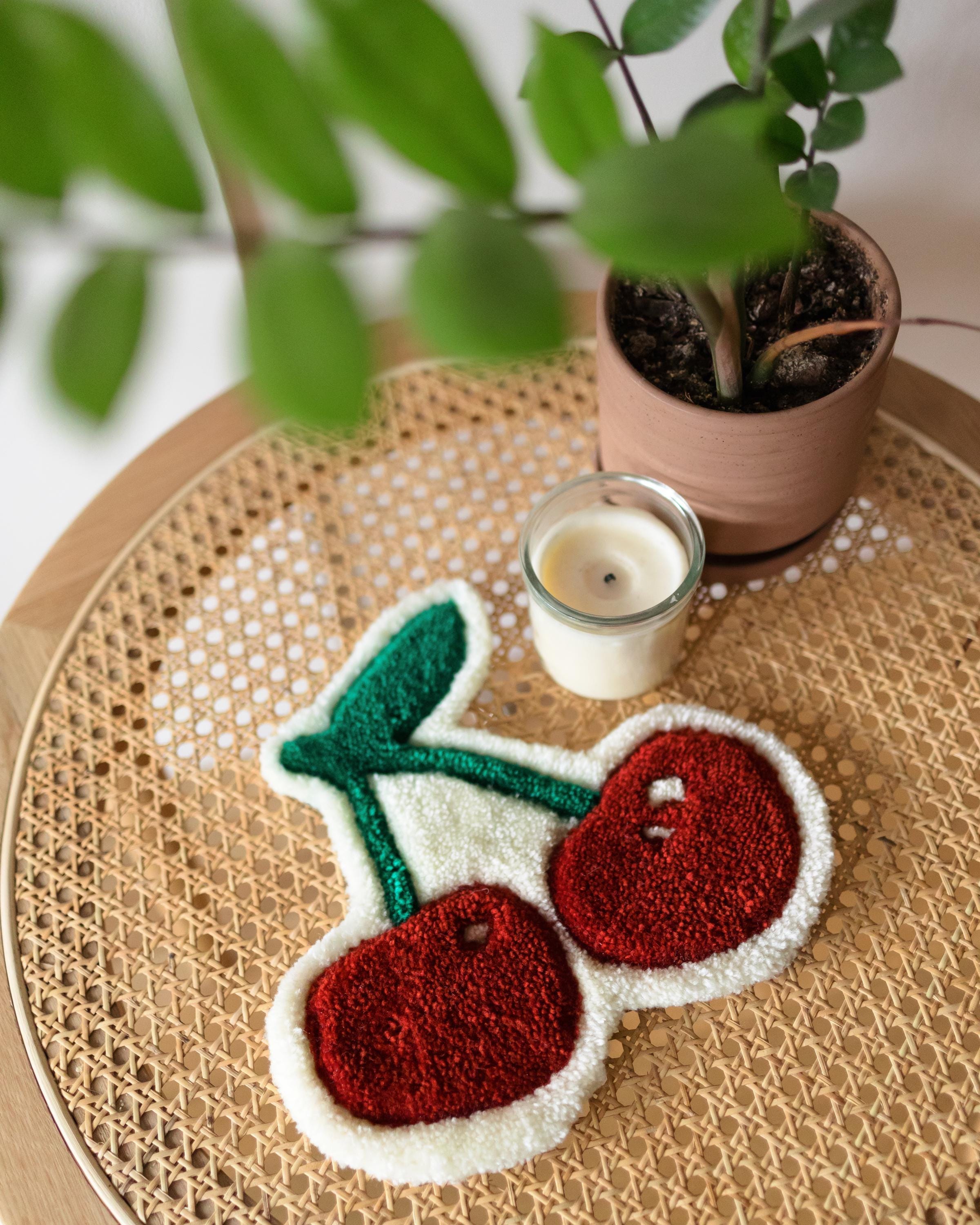 Handmade Tufted Cartoon Cherry Rug, Cute Fluffy Floor Rug / Wall ...